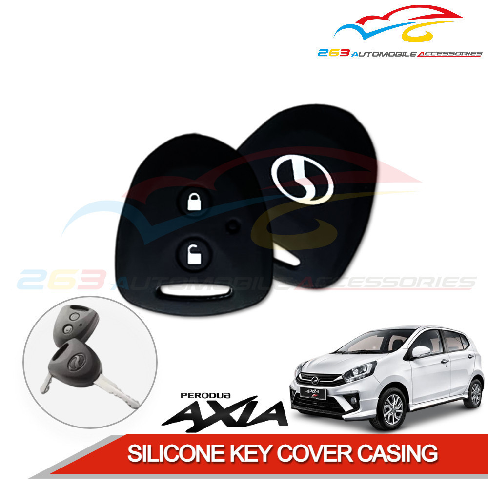 PERODUA AXIA SILICONE KEY CASING COVER 2 BUTTON ( BLACK ) | Shopee Malaysia