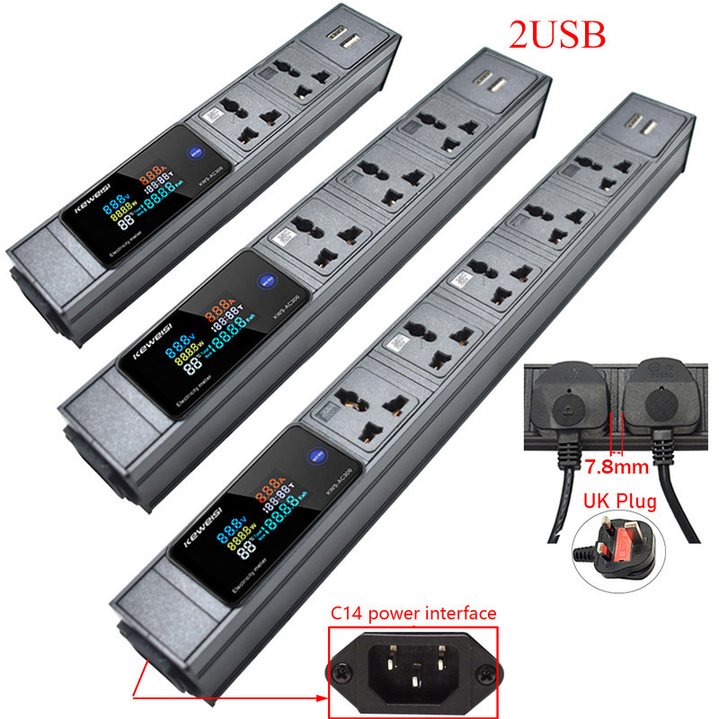 C14 Input Power Distribution Unit Metal Power Strip Univesal Socket 2usb 2 13 Positions Without