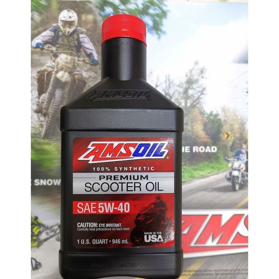 AMSOIL 100% Synthetic Premium 5W-40 / 5W40 Scooter Oil 1QT / 946ML ...