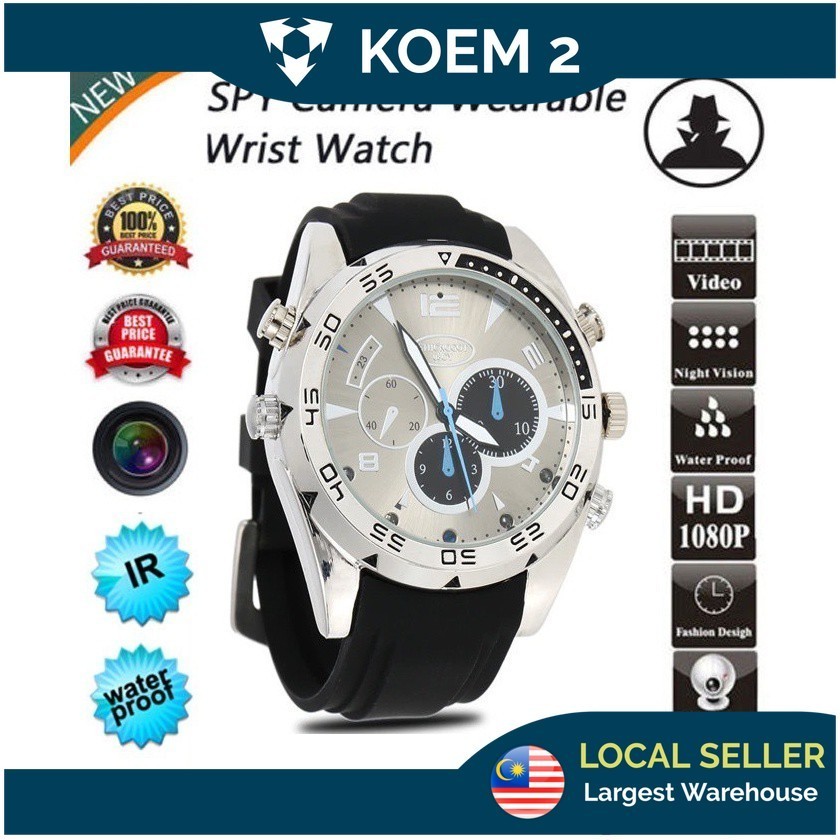 Waterproof Full HD 1080P SPY Watch Camera Night Vision Mini video ...