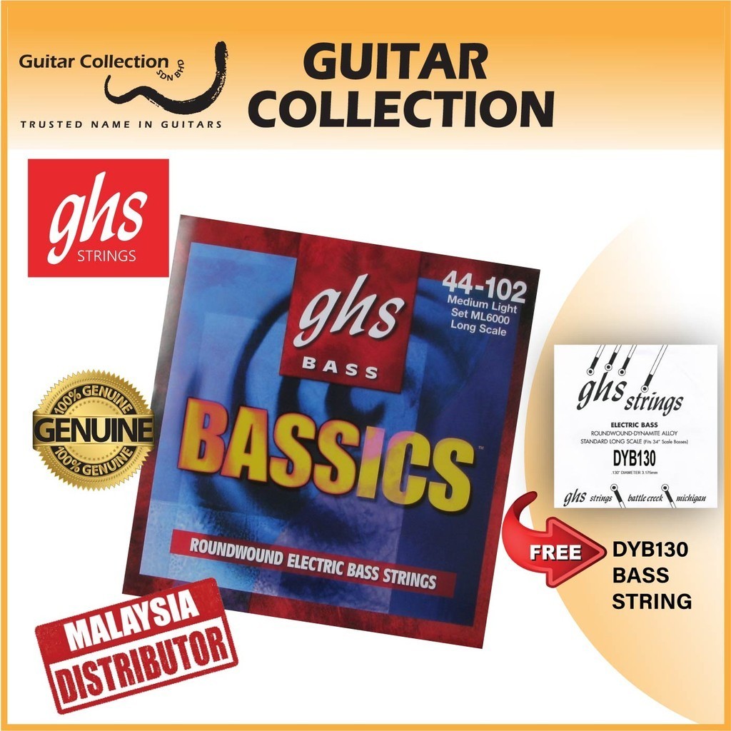 GHS ML6000+DYB130 Bassics Long Scale Bass Strings | 5-String Medium ...