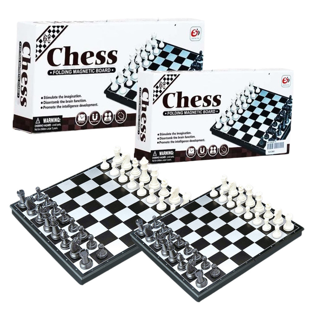 Magnetic and Folding Board Classic International Chess & Checkers Board ...