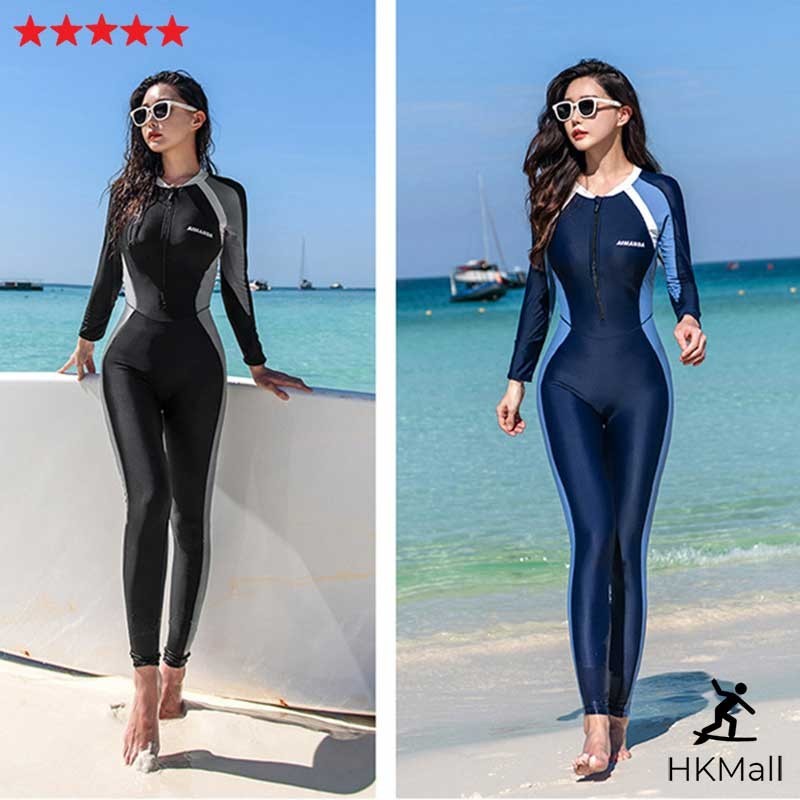 40-100kg Women Swimwear Long Sleeves Long Trunks Rashguards Sunscreen ...