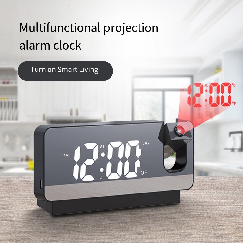 LED Large Screen Mirror Projection Alarm Clock Red Light Projection ...