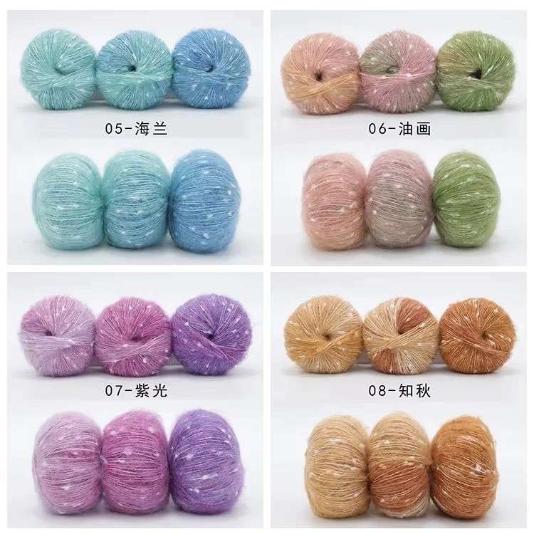 1Piece 50g Gradient Snowflake Dot Soft Mohair Yarn Knitting Angora Yarn ...