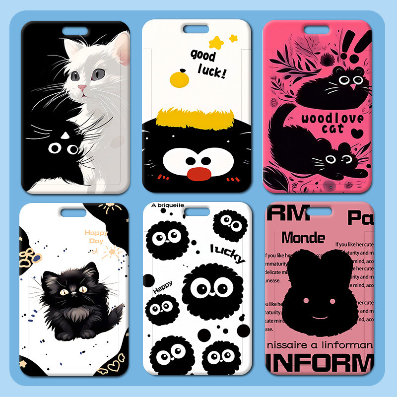 Cute Line Cat Card Holder Student Card Work Card Subway Card Bus Card ...