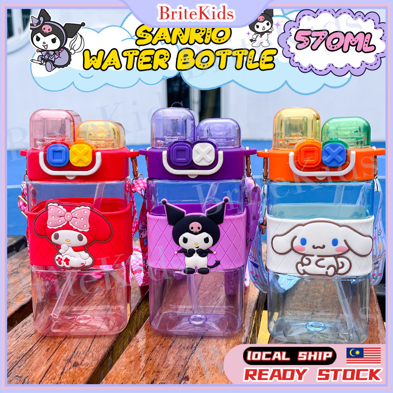 570ml Botol Air Kuromi Labubu Water Bottle Kids Straw Bpa Free Botol Kawaii Cinnamoroll My ...