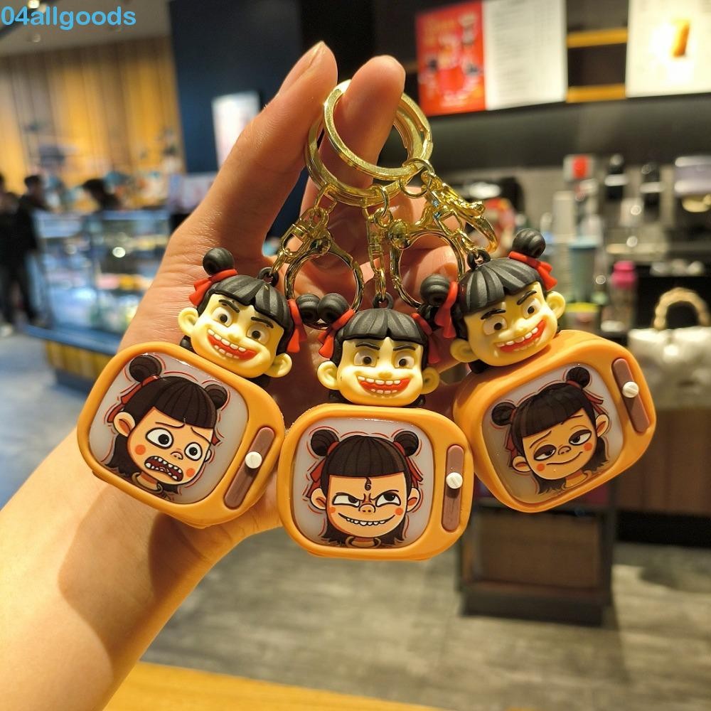 ALLGOODS Colorful Flashing Ne Zha Keychain, Kawaii Plastic TV Toy ...