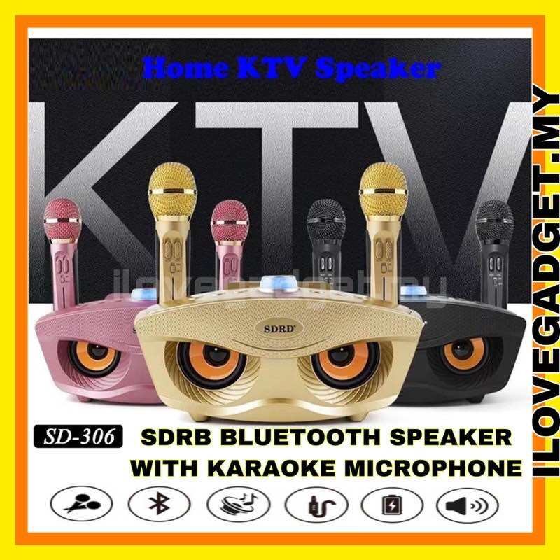 SDRD SD-306 PORTABLE FAMILY KARAOKE SYSTEM CONDENSER WIRELESS STEREO BLUETOOTH SPEAKER SET WITH ...