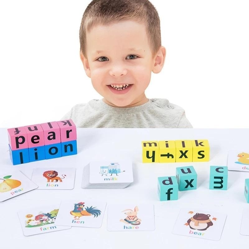 Wood Montessori Cognitive Matching Puzzles Font Block, Matching Puzzles ...