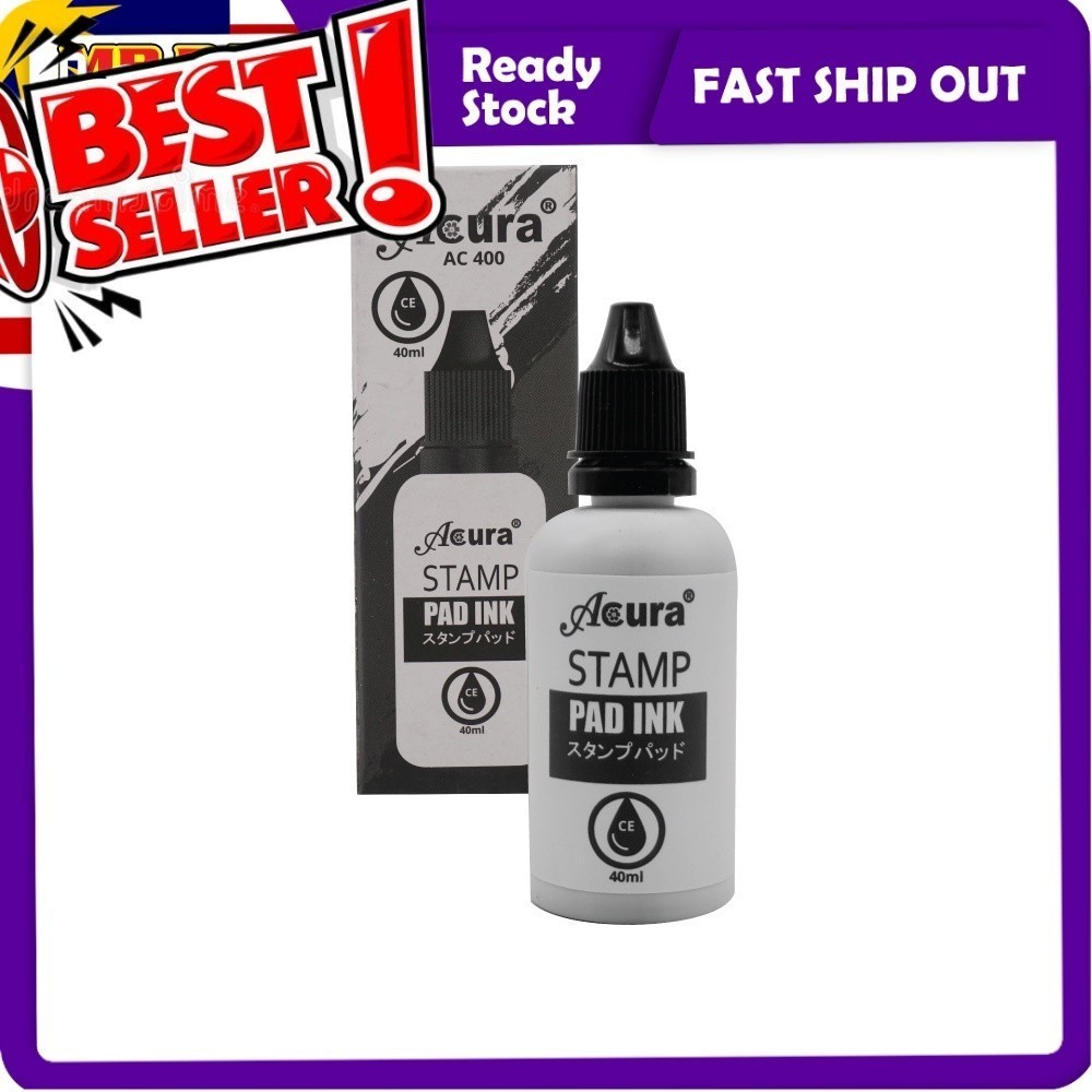Dakwat Cop Hitam, Dakwat Stamp Pad Hitam, Stamp Pad Ink Black (40ml ...