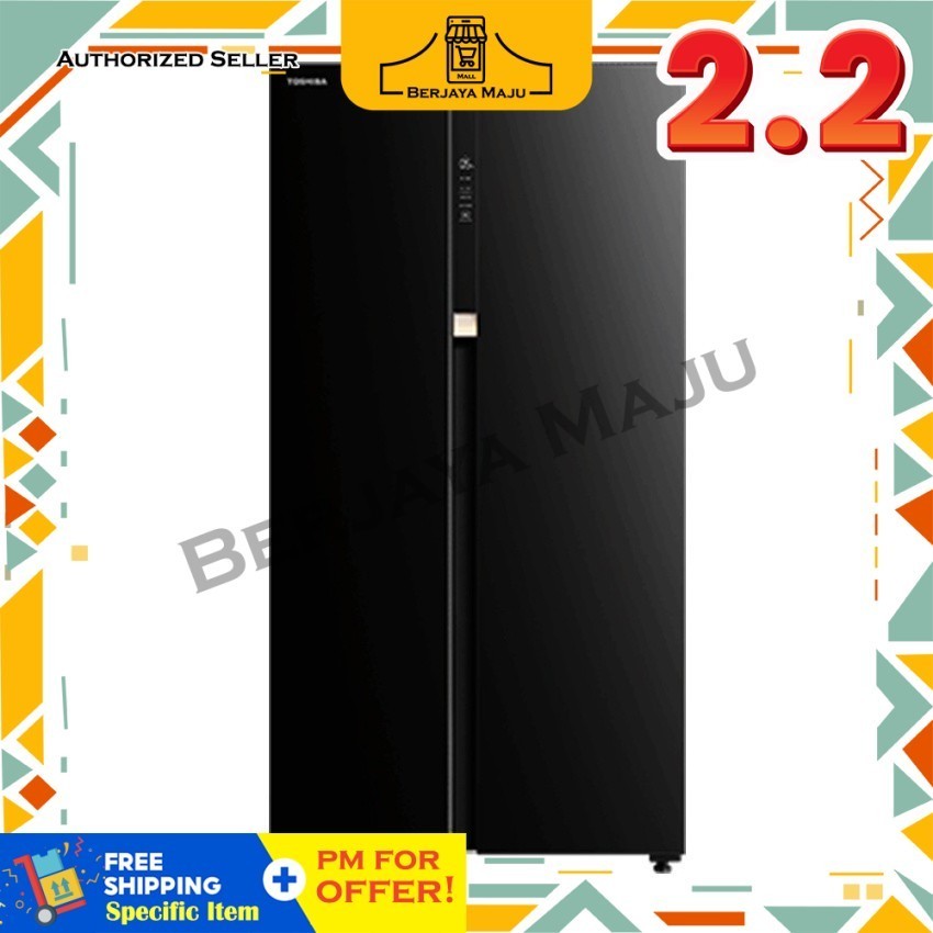 Toshiba 623L Side By Side Inverter Refrigerator GR-RS780WI-PGY(22) (Black Glass) | Shopee Malaysia
