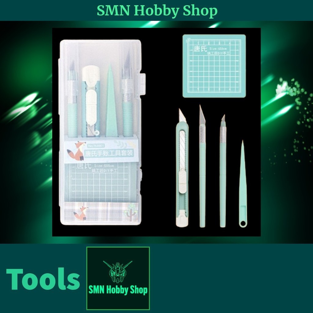 Modeler Starter Beginner Pen Knife Blade Tweezer Mini Cutting Mat Tools ...