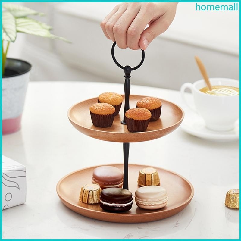 HO 2-Tier Acacia Wood Cupcake Stand Cake Stand Macaron Plate Cakes ...