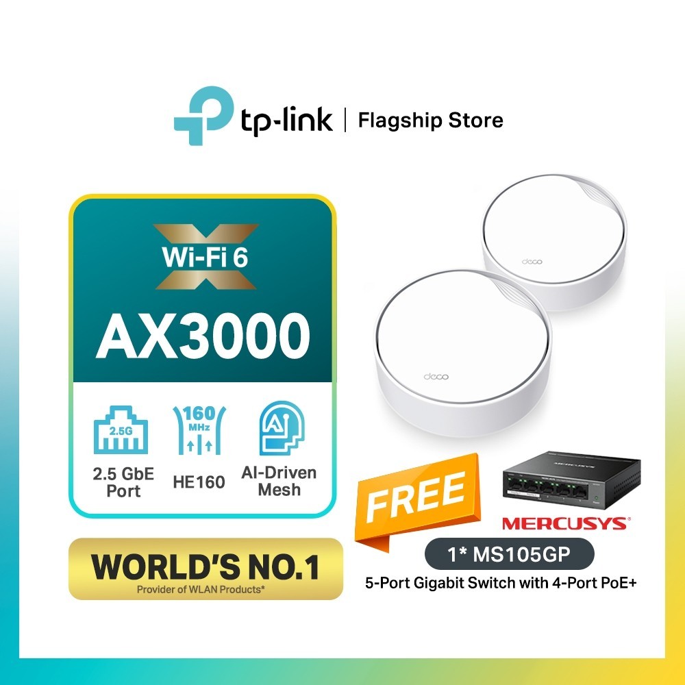 TP-Link AX3000 Whole Home AI-Driven Mesh WiFi 6 System With PoE/DC ...