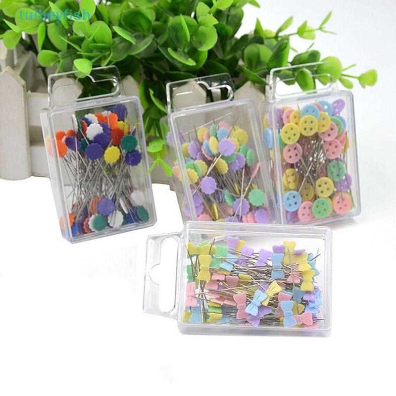【tuilieyfish】 100X Patchwork Pins Flower Button Head Pins DIY Quilg ...