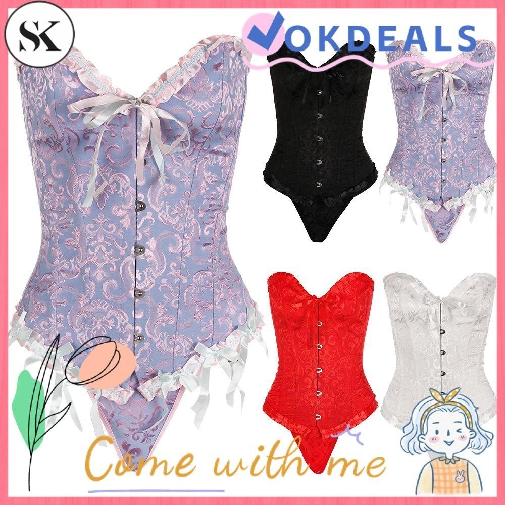 SK Corset Bustier Top Gothic Fancy Dresses Top Lace-Up Overbust Boned ...