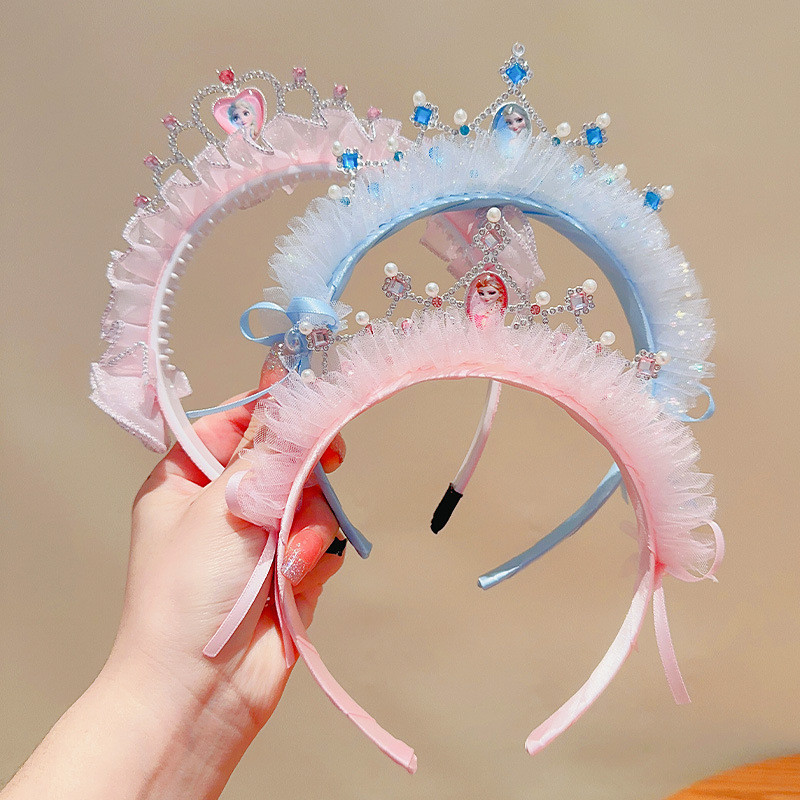 Frozen Children's Headband Elsa Little Princess Gauze Beaded Crown ...