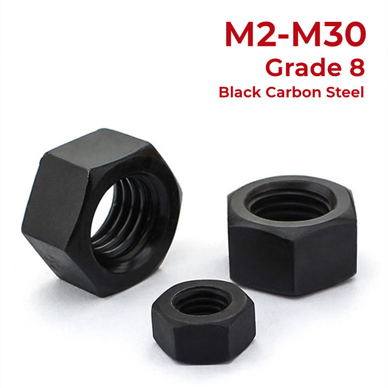 Grade 8 Black Carbon Steel High Strength Hexagon Hex Nut M2 M2.5 M3 M4 M5 M6 M8 M10-M30 High ...