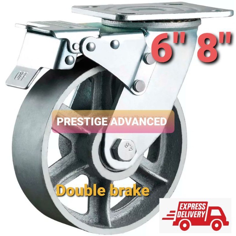Heavy Duty 6'' 8'' Cast Iron Castor Wheels Trolley Caster/ Kastor Roda ...