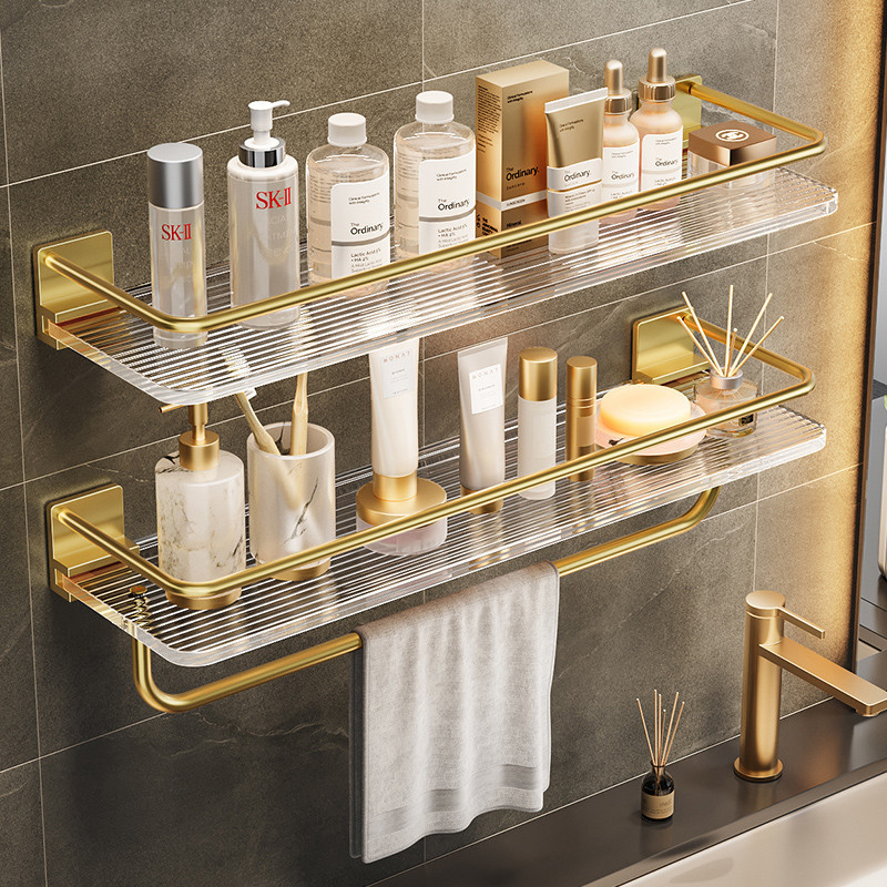 GCGJ Bathroom Storage Rack Luxury Acrylic Storage Rack Non-Drilling ...