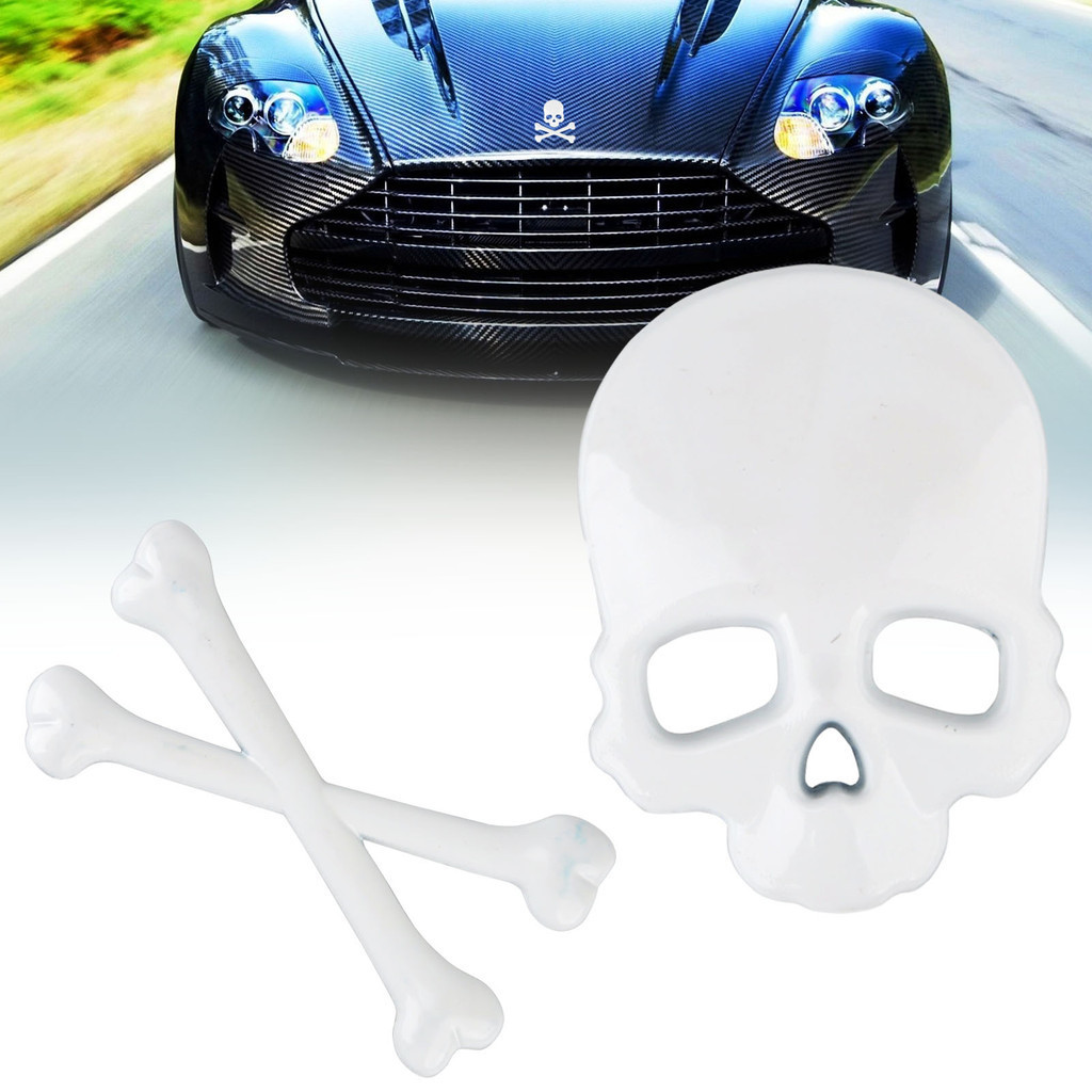 Metal Skull Skeleton Head Crossbones Car Emblem Badge Sticker Decal ...