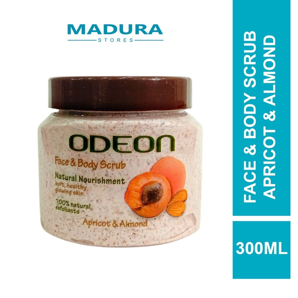 Odeon Face & Body Scrub Apricot & Almond 300ml (Scrub Wajah & Badan ...