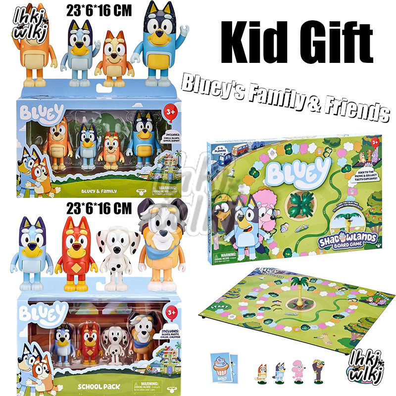 Bluey Heeler Family & Mates Pack Action Figure Bluey Shad Wlands Board ...