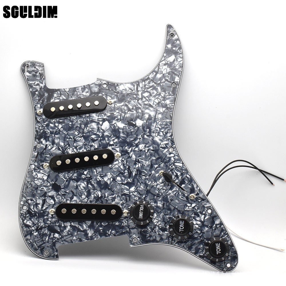 Electric Guitar Pickguard Pickups Loaded Prewired Blue Pearl 11 Hole ...