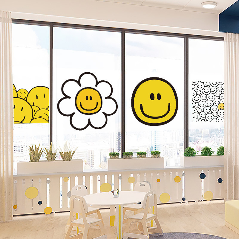 Smiley Face Frosted Sticker Bathroom Toilet Window Anti-light Glass ...