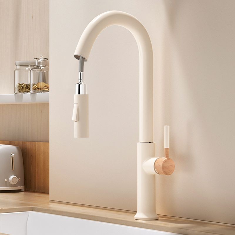 Log Cream Style Pull-out Hot and Cold Faucet Kitchen Retractable ...