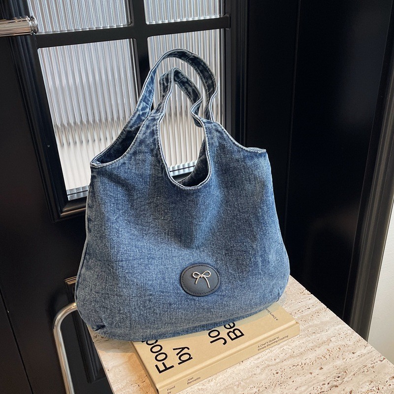 Beg Pear Denim yang Dicuci untuk Wanita 2024 Beg Tote Rekaan Niche ...