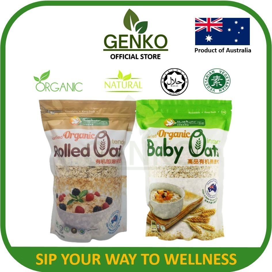 HEALTH PARADISE Organic Instant Baby Oat / Rolled Oat 500gm 有机即溶燕麦片 ...