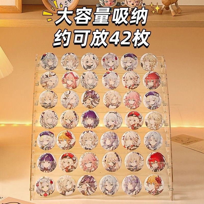 Acrylic Stall Display Stand Transparent Badge Shelf Desktop Grain ...