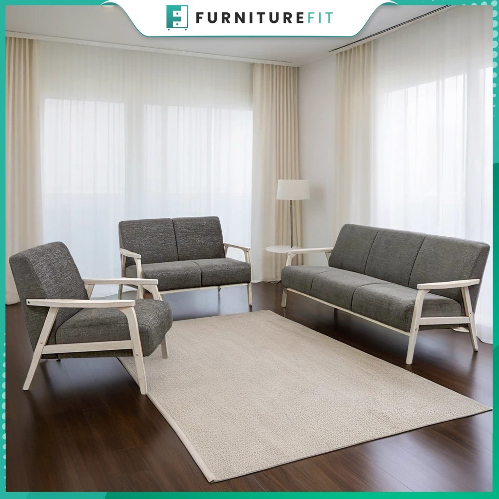 FurnitureFit ARTY 1+2+3 Muji Wooded Sofa Set + TV Console + Coffee ...