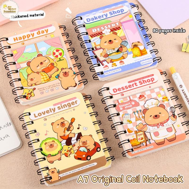 OMS 5Pcs Cute Cartoon Capybara A7 Coil Notebook Mini Memo Book Student ...