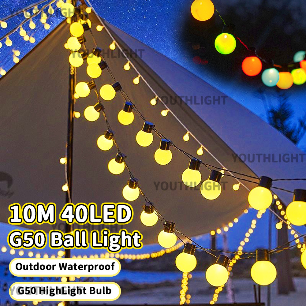 Lampu Raya Hiasan 10M 40bulb Fairy light Garden G50 Bulb LED Light ...