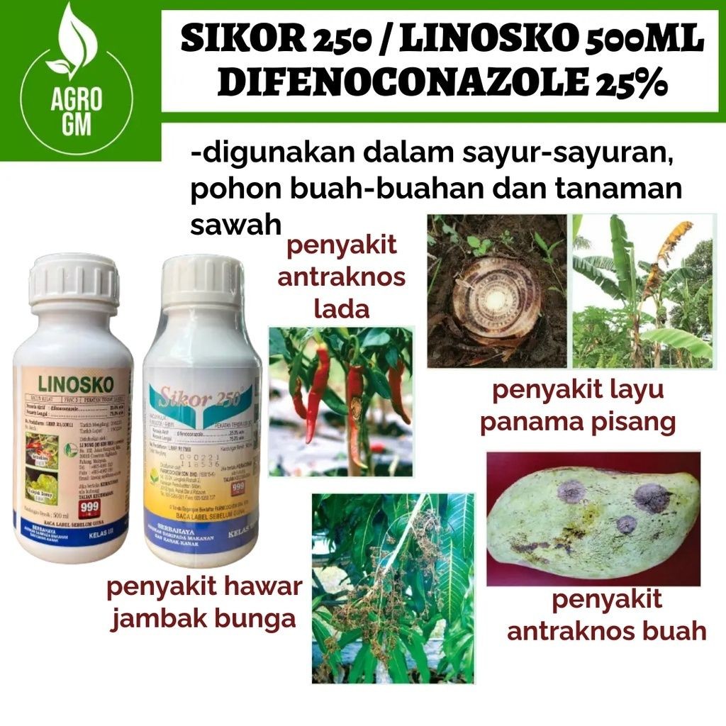 Linosko Sikor 250 500ml Racun Kulat Difenoconazole 25% Durian Pisang ...