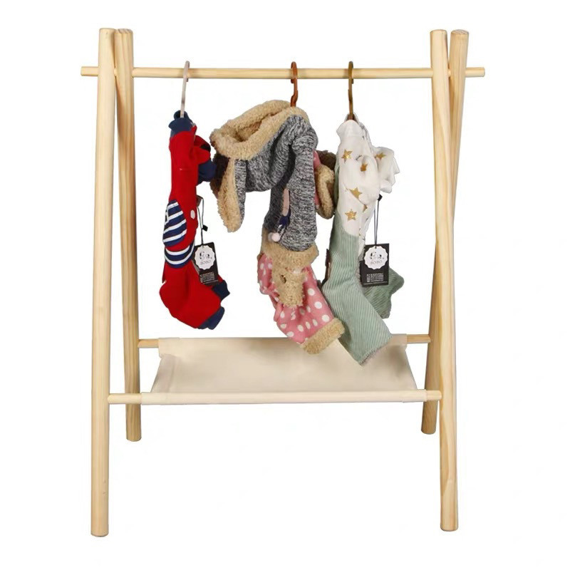 Pet Hanger Floor-standing Dog Wardrobe Double-layer Solid Wood Storage ...