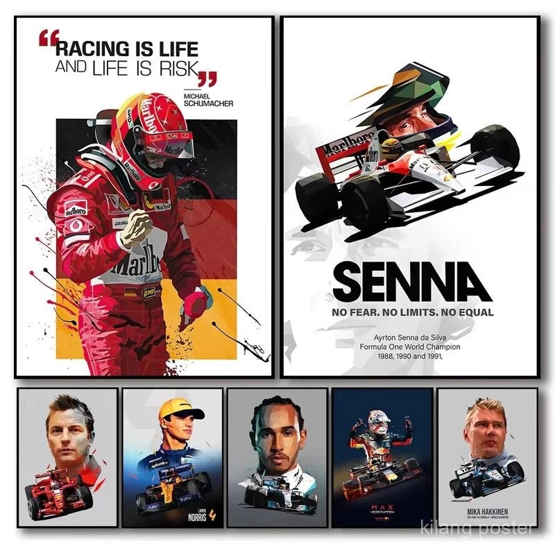 F1 World Champion Racer Ayrton Senna Graffiti Racing Formula 1 Poster ...
