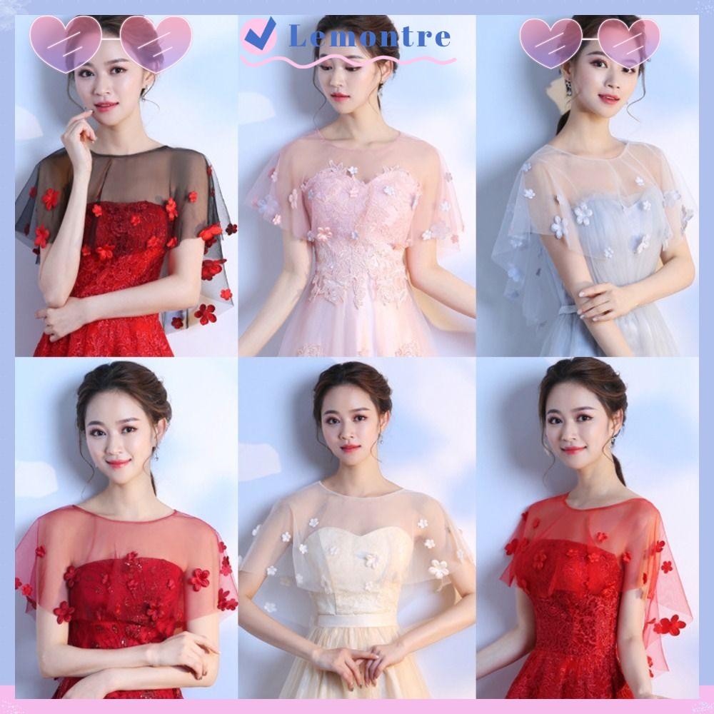 LEMONTRE Evening Prom Cape Women Soft Cape Cosplay Tulle Shawl Wedding ...