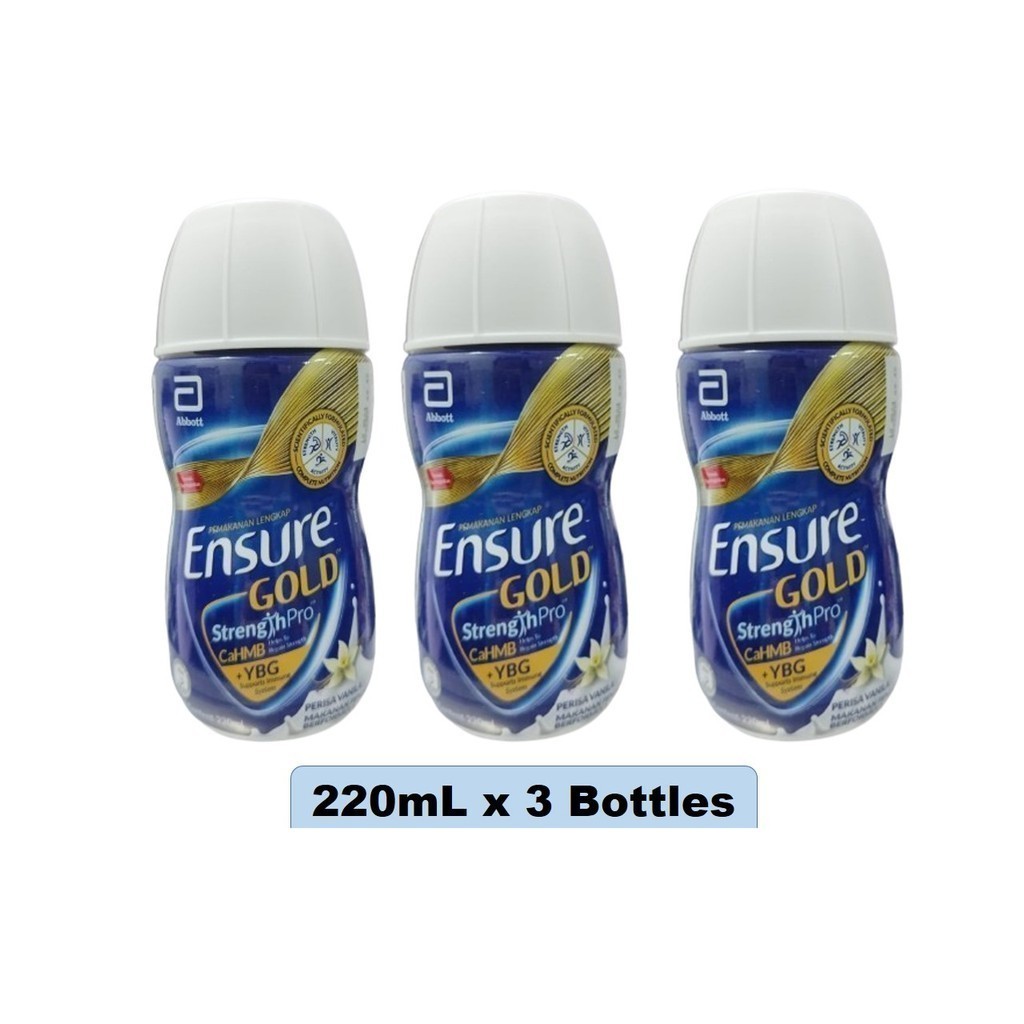 PROMO Abbott Ensure Gold Vanilla Flavour 220ml Strength Pro x 3 bottles ( TRIPLE ) EXP:10/2025 ...