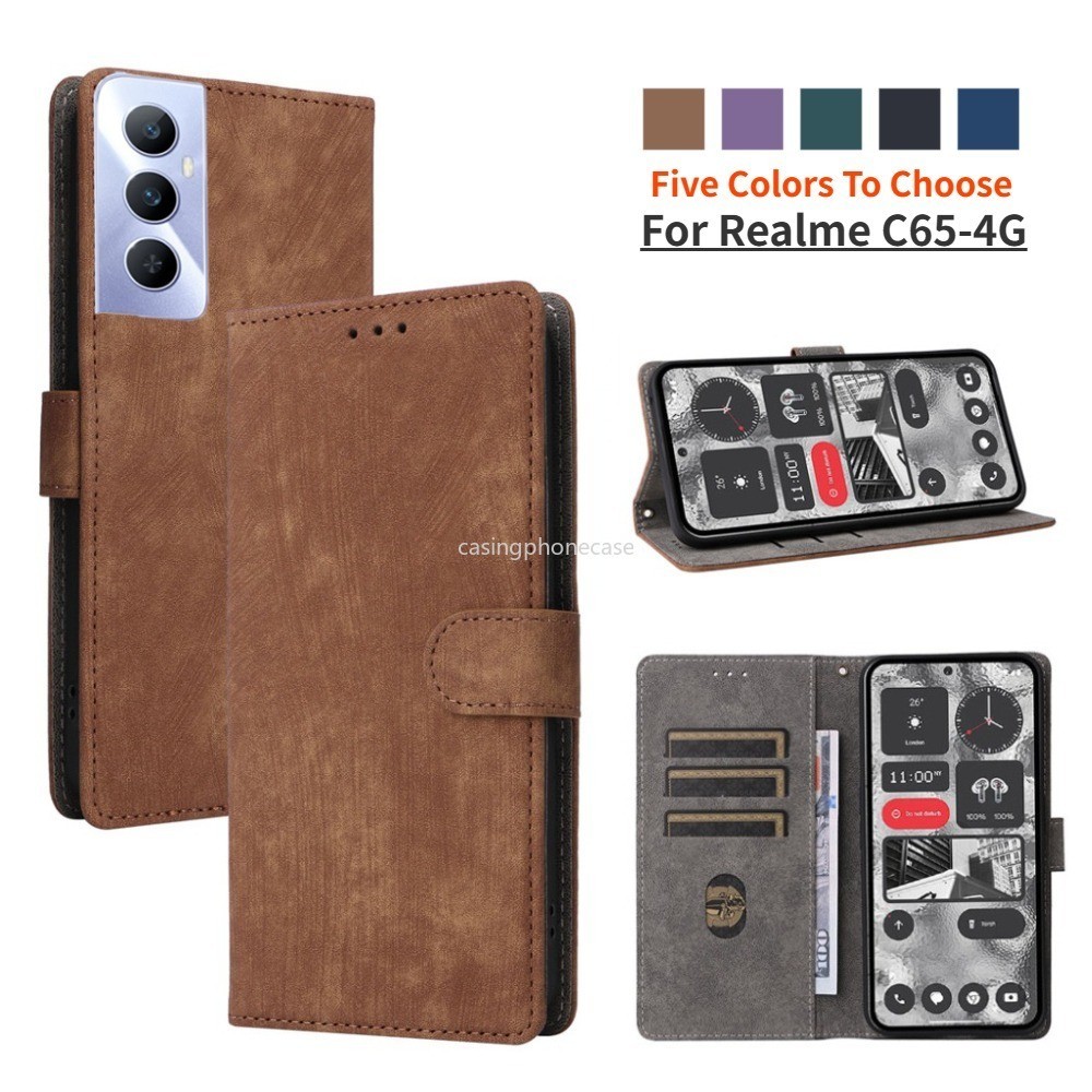 Realme C65 C 65 4G 2024 Leather Casing Case Luxury Anti Theft Brush ...