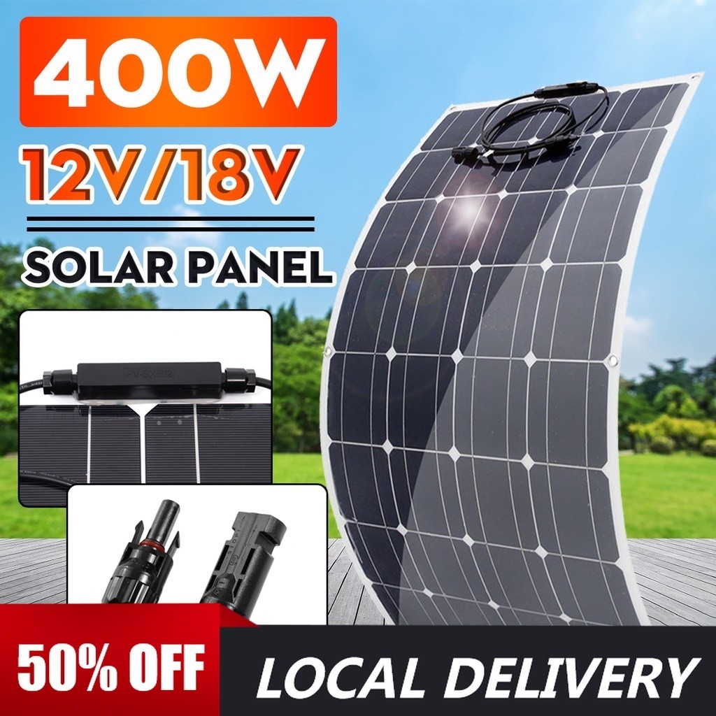 500W 18V Solar Panel Monocrystalline Solar Cell Bank Pack DIY Cable ...