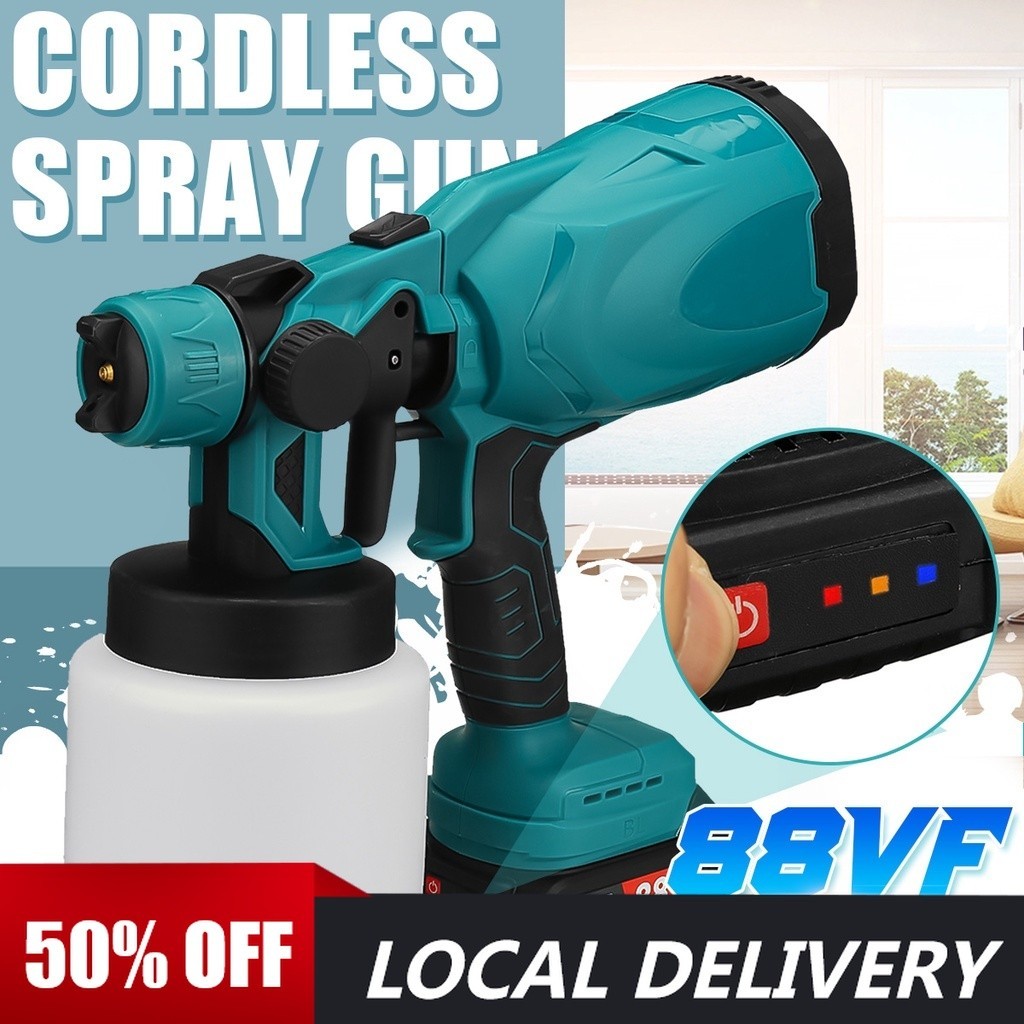 1000W 88VF 800ML Cordless Electric Spray Gun with 3 Airbrush Flow ...