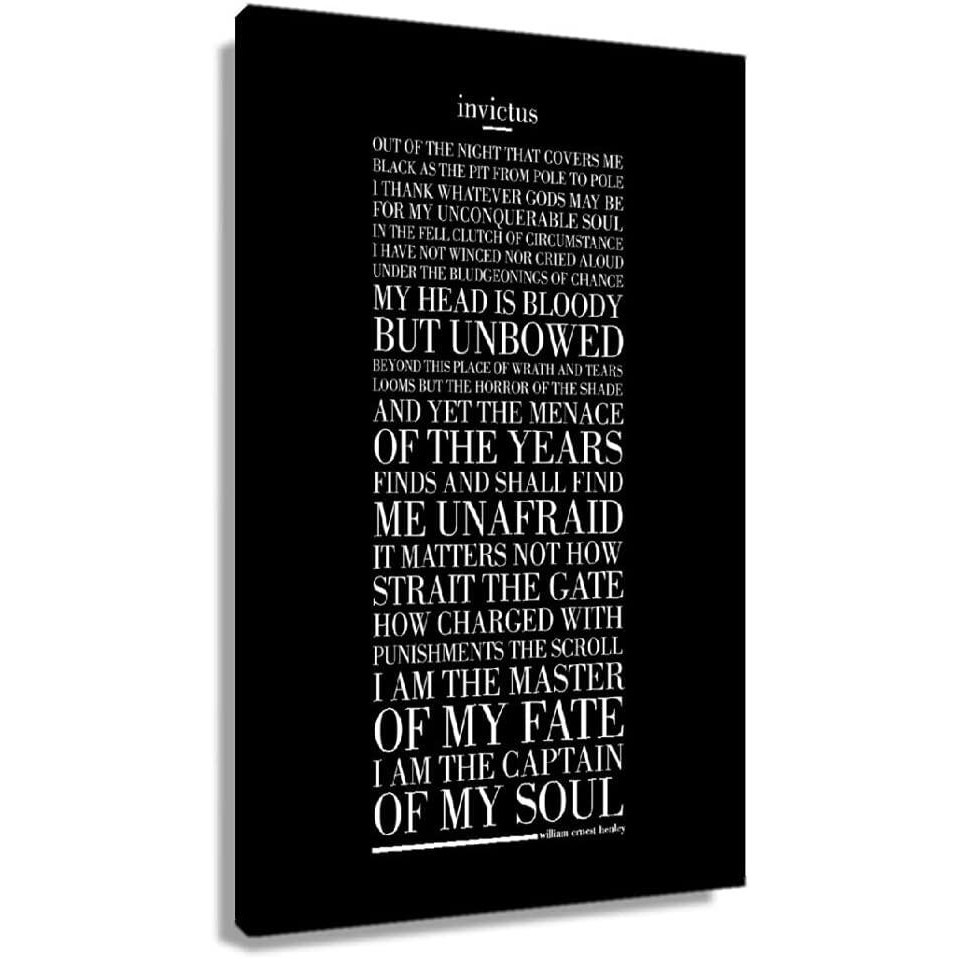 Invictus William Ernest Henley Black Posters and Prints for Wall Decor ...