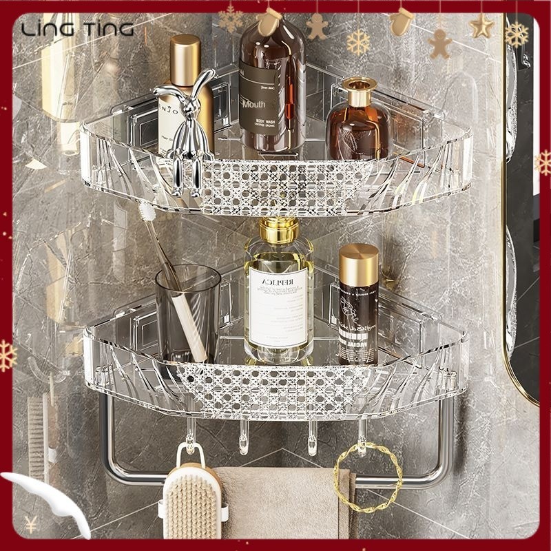 [Ready Stock] Light Luxury Bathroom Rack Perforation-Free Bathroom ...