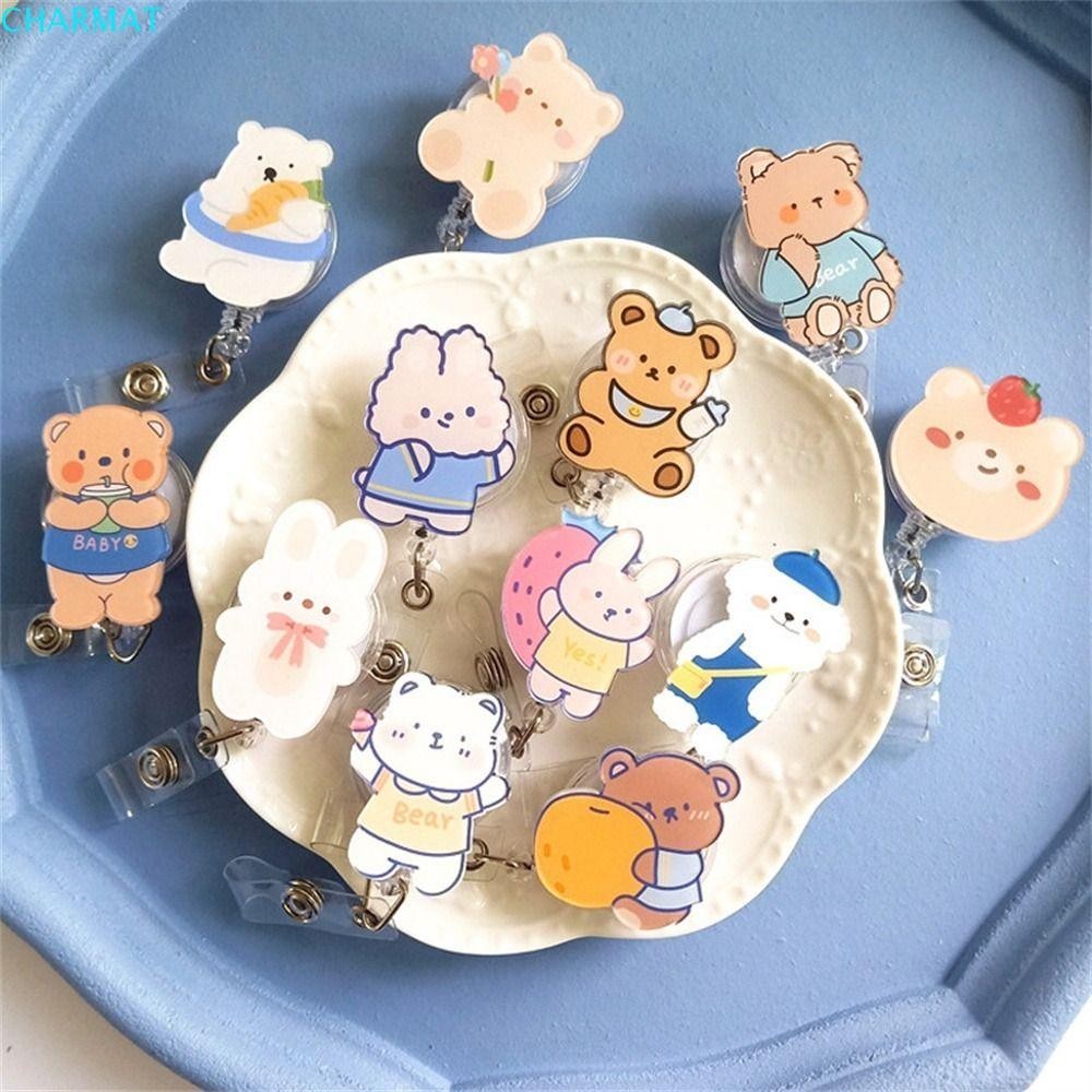 CHARMAT Nurse Badge Holder, Bear Name Tag Retractable Badge Reel, Cute ...