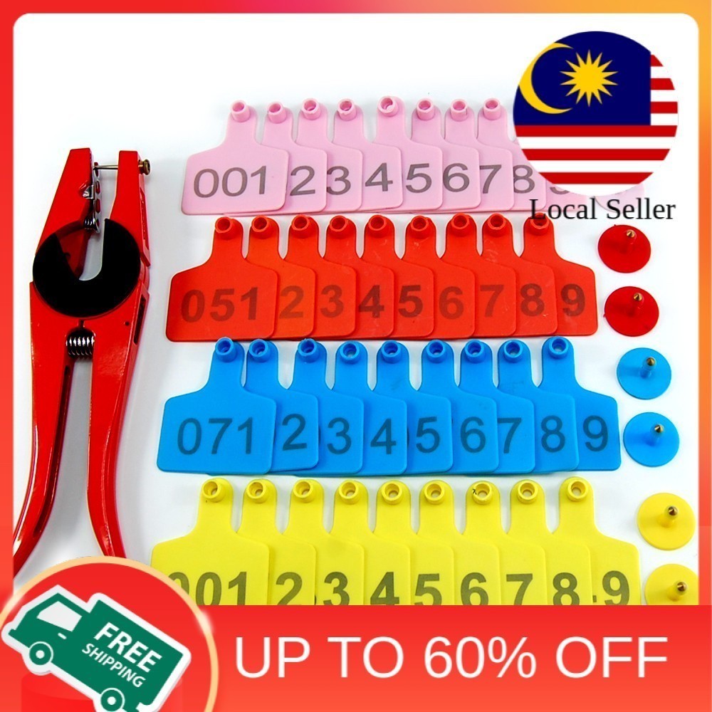 100 Sets Numbered Ear Tags Telinga Livestock Identification for Calves ...