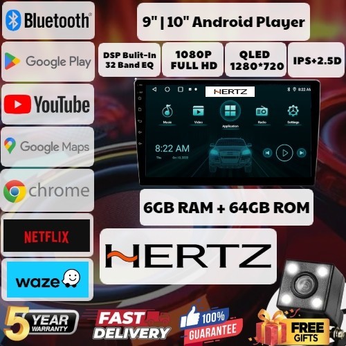 [6GB RAM+64GB ROM] Hertz Android Player 9"10" inch Quad Core Car ...